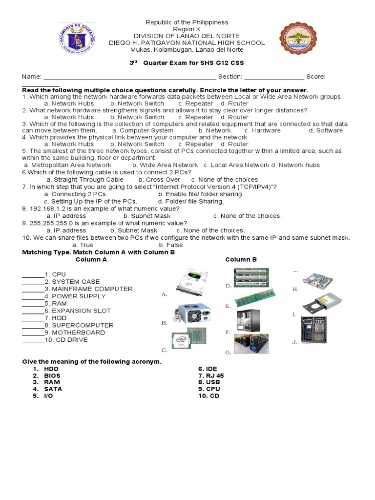 Exam 3rd Quarter 22 23 | PDF | Computer Network | Local Area Network