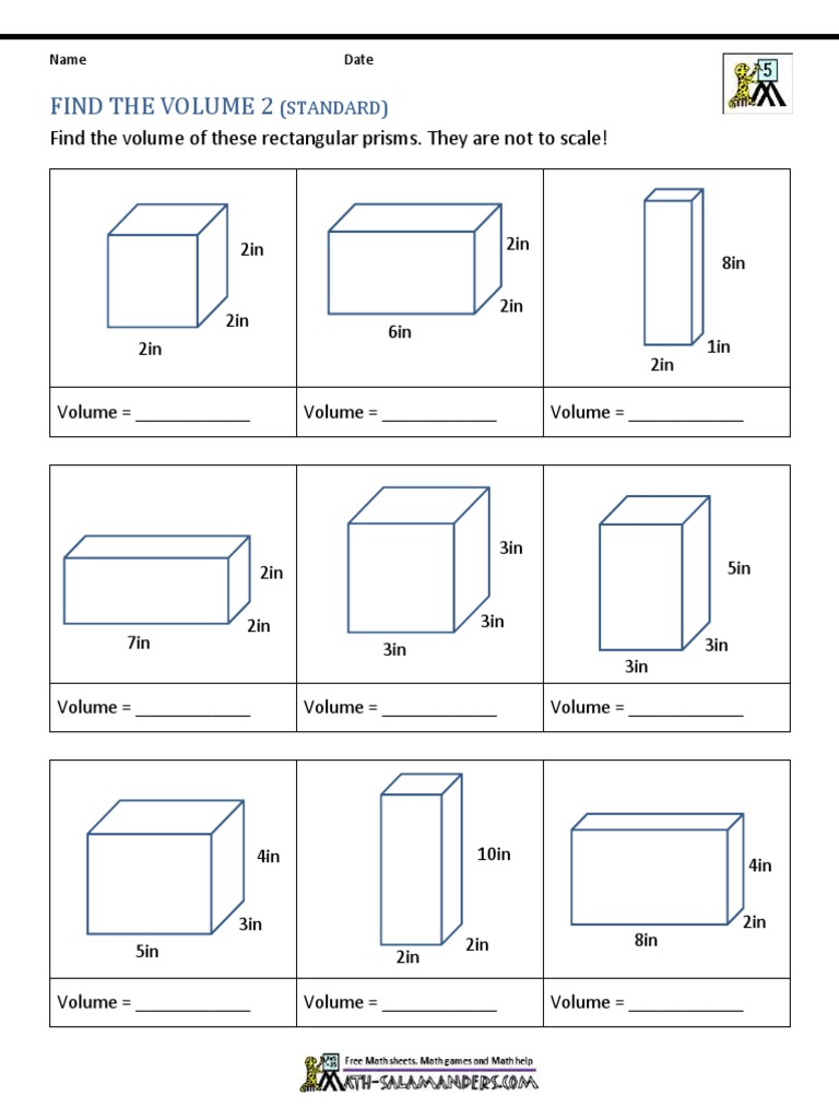 Find The Volume Standard 2 | PDF