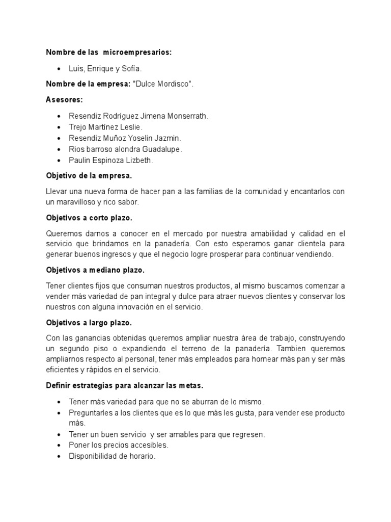 Plan de Comercialización para Microempresas | PDF | Panes | Mercado (economía)