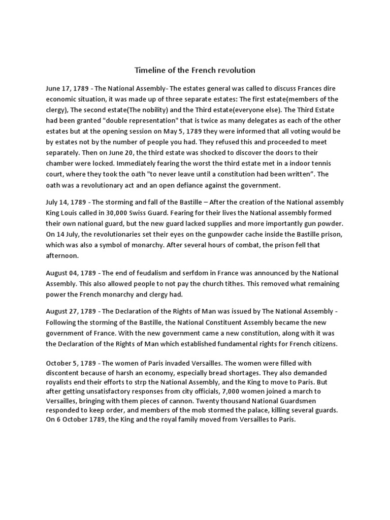 Timeline of The French Revolution | PDF | French Revolution | French ...