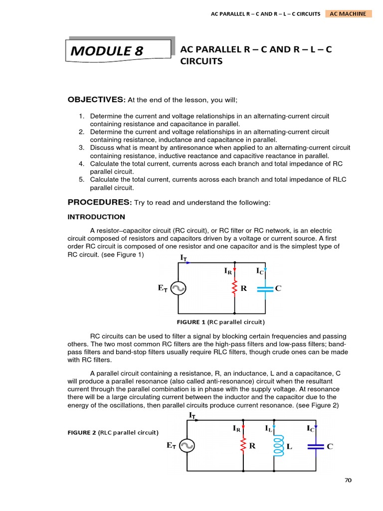 Module 8 - Ac Parallel Circuits Conyaining Inductance and Capacitance ...