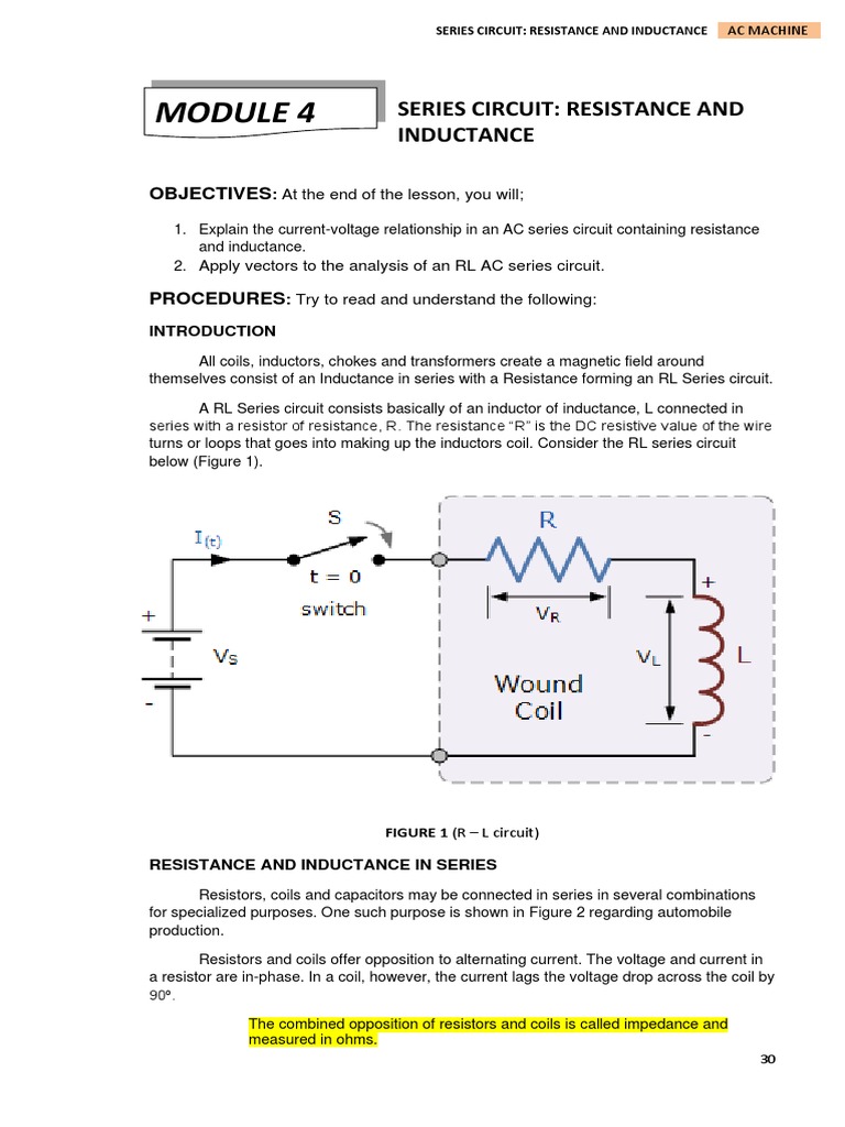 Module 4 - Series Circuit Resistance and Inductance | PDF | Series And Parallel Circuits | Inductor