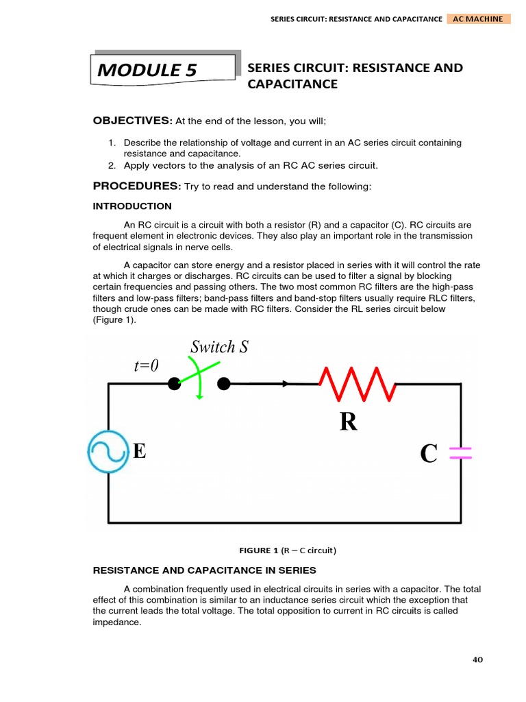 Module 5 - Series Circuit Resistance and Capacitance | PDF | Electronic ...