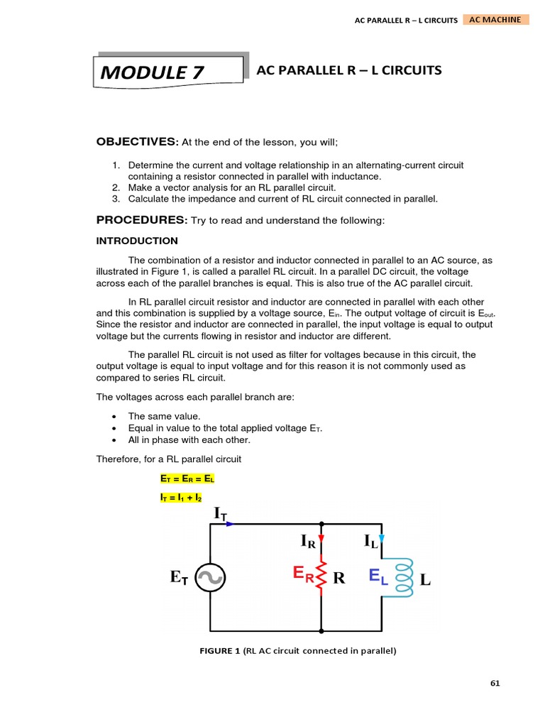 Module 7 - Ac Parallel Circuits Conyaining Inductance | PDF | Series And Parallel Circuits ...