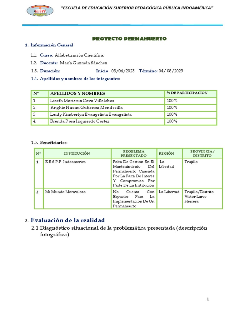 Estructura Proyecto Alfabetizacion Cien 2023 | PDF | Raíz | Sustentabilidad