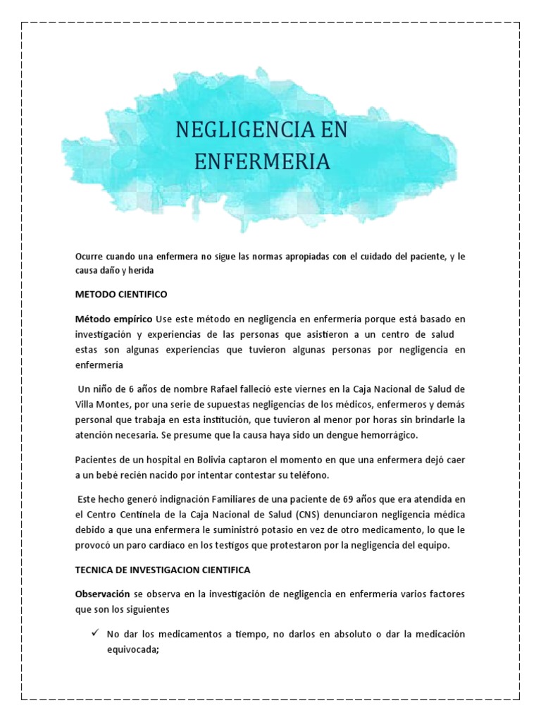 Negligencia en Enfermeria | PDF