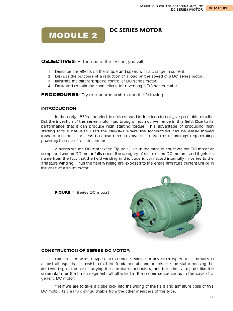 Module 2 - Series DC Motor | PDF | Electric Motor | Direct Current