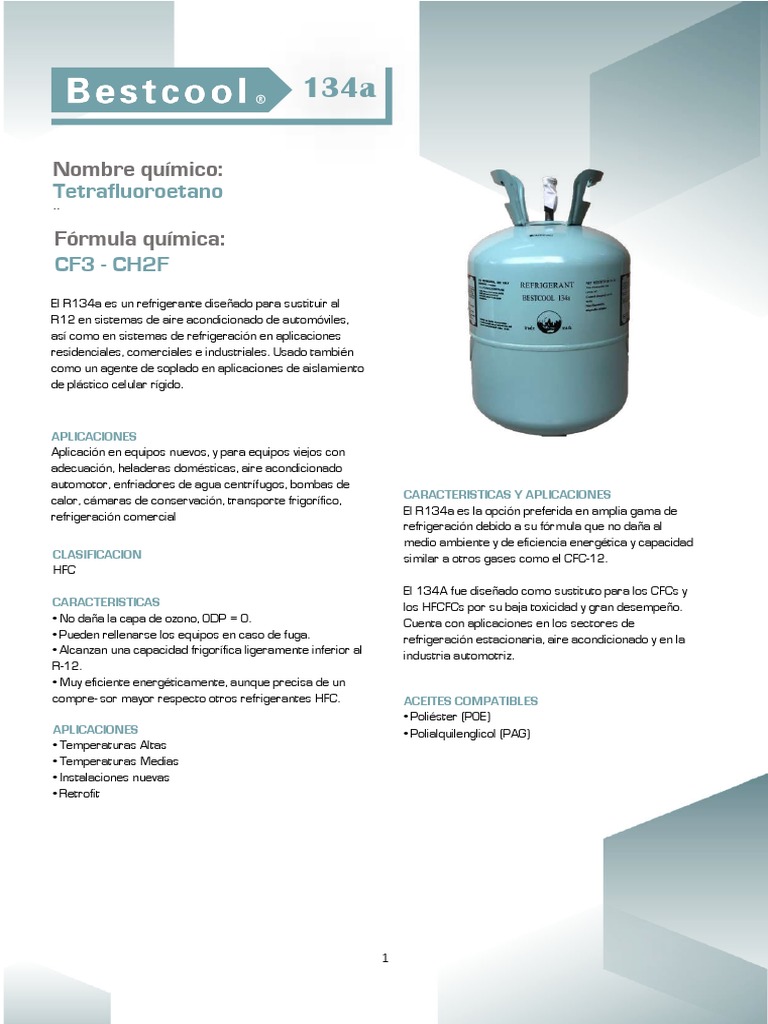 FICHA TECNICA R134a | PDF