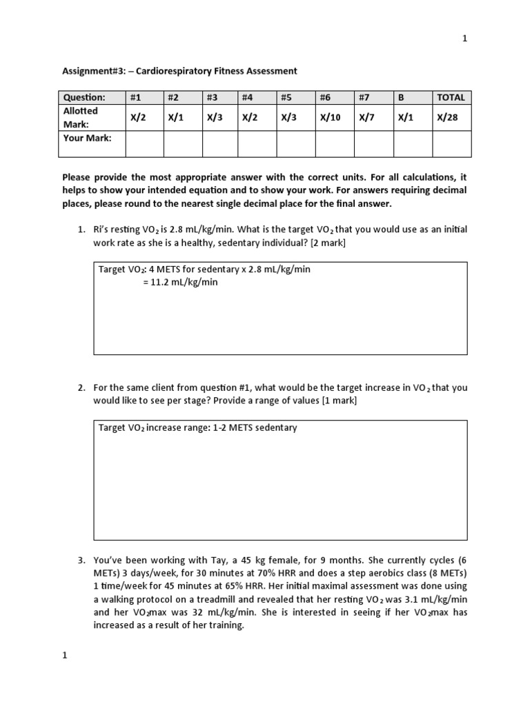 KIN 204 Assignment - 2023 | Download Free PDF | Heart Rate | Physical ...