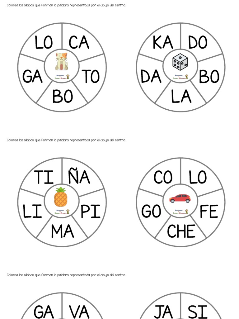 Ruletas Palabras Bisilabas | PDF