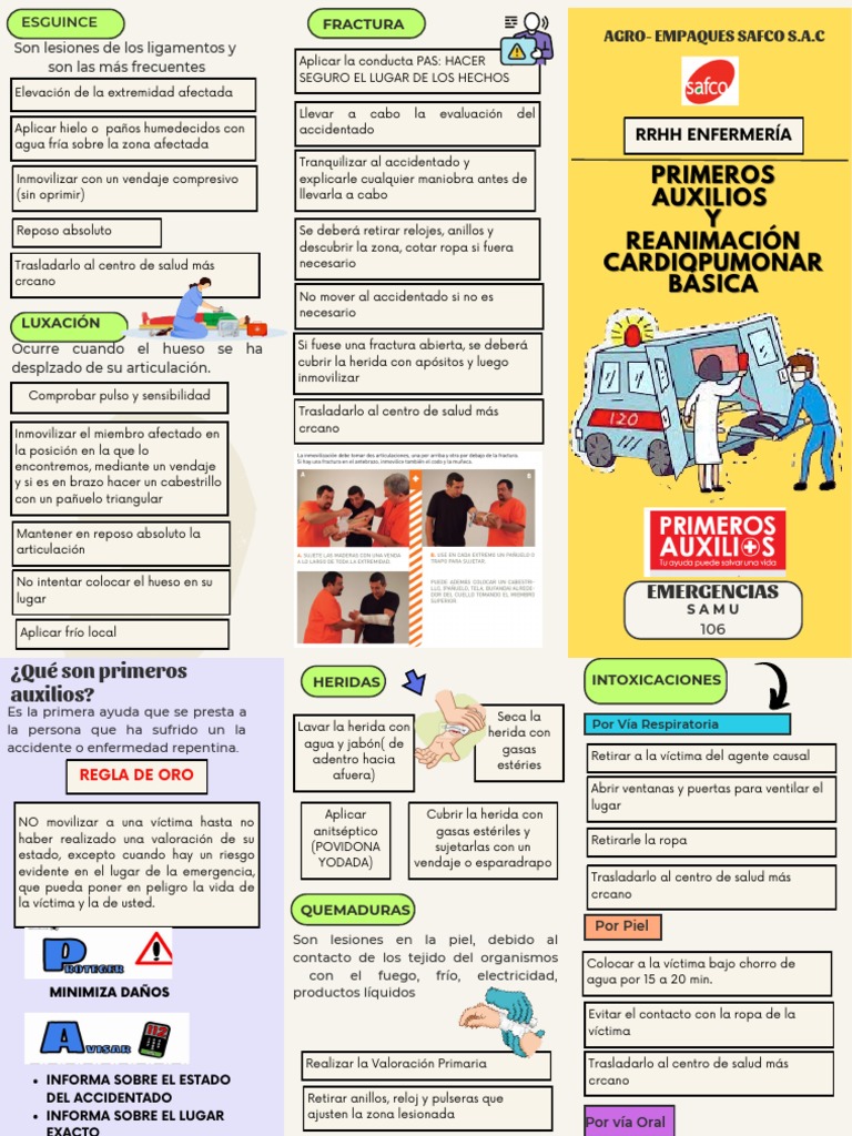Tríptico Primeros Auxilios | PDF | Herida | Causas de la muerte