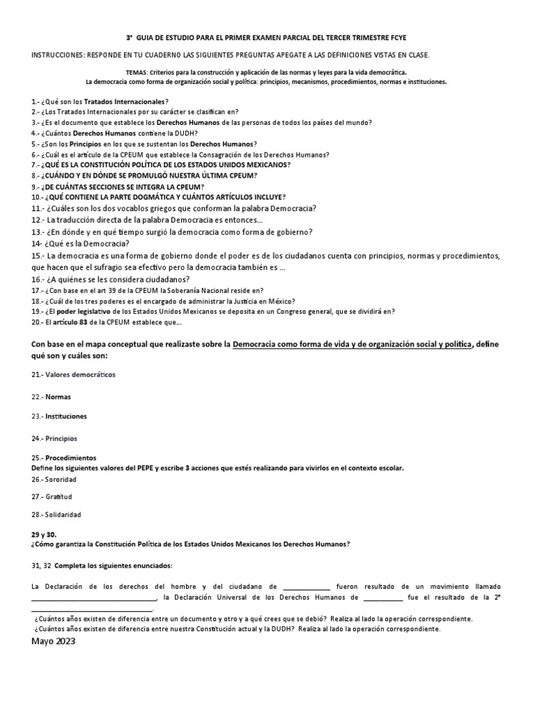 3° Guia de Estudio Primer Parcial Fce | PDF