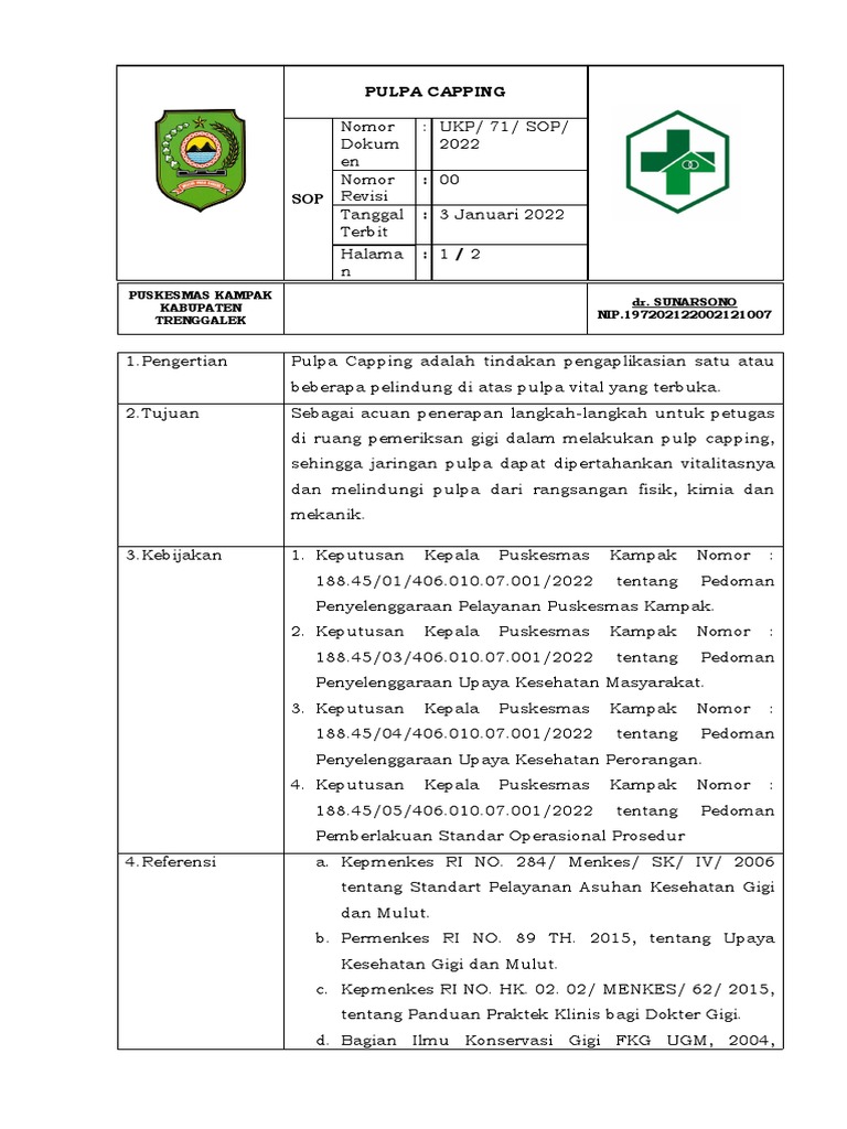 SOP Pulp Capping | PDF