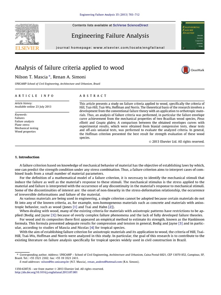 Analysis of Failure Criteria Applied To Woo - 2013 - Engineering Failure Analysi | Download Free ...