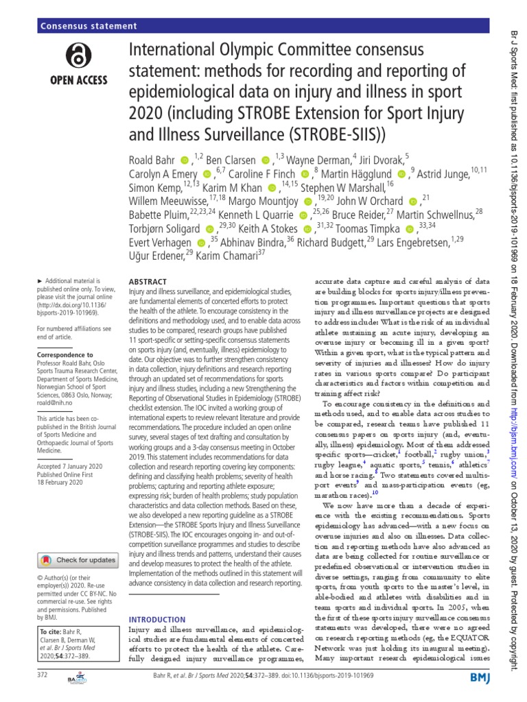 International Olympic Committee Consensus | PDF | Human Leg | Injury