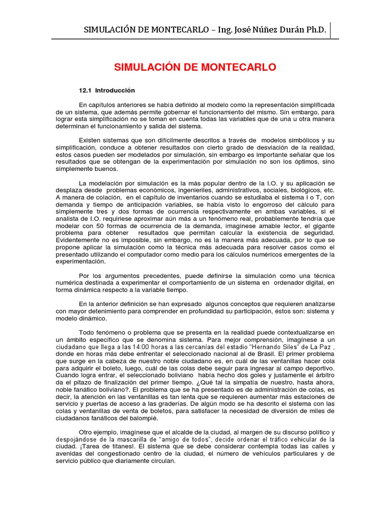 Simulación de Montecarlo 1 | PDF | Simulación | Aleatoriedad