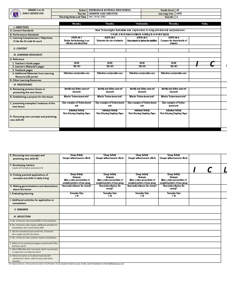 G10 Arts DLL 2q | PDF | Communication | Education Theory