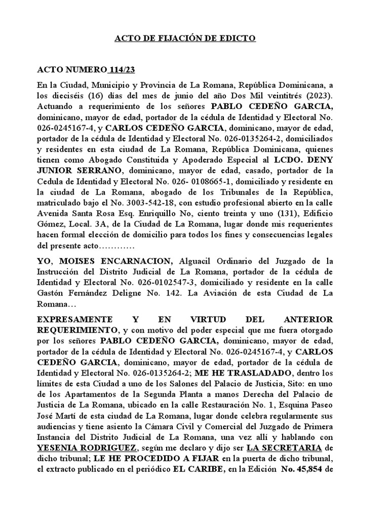 ACTO DE FIJACIÓN DE EDICTO Listooooooooo | Descargar gratis PDF | Gobierno