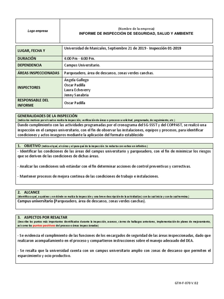 Informe de Inspección | PDF