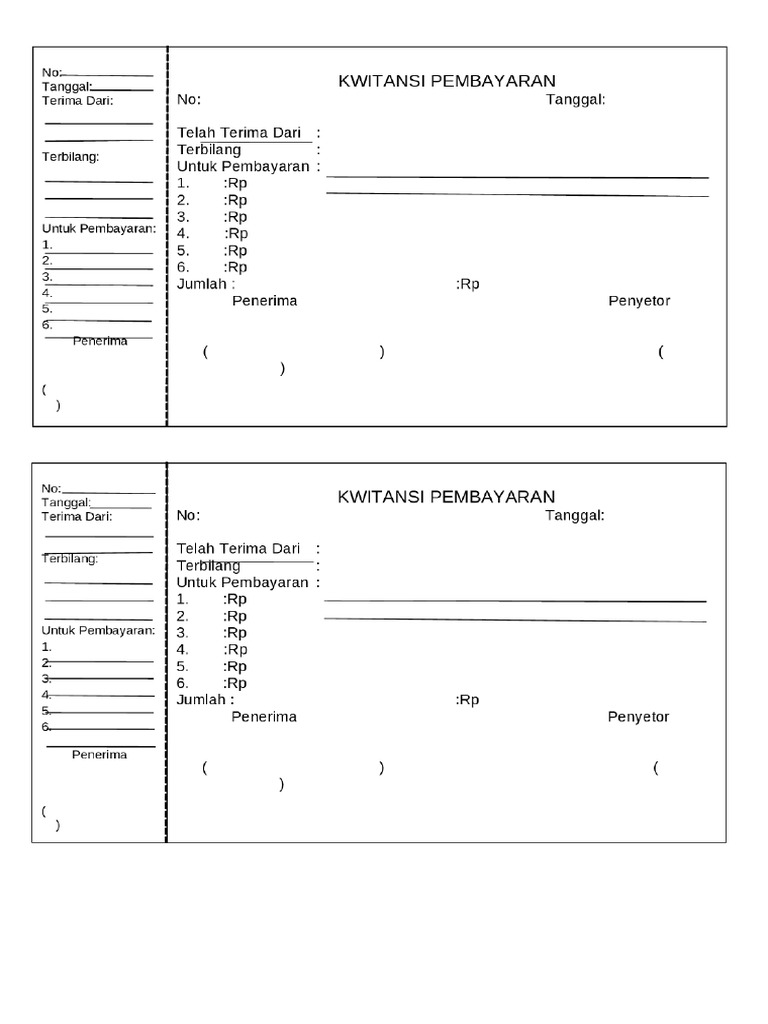 contoh-format-kosong-kwitansi-pembayaran-pendaftaran-sekolah | PDF