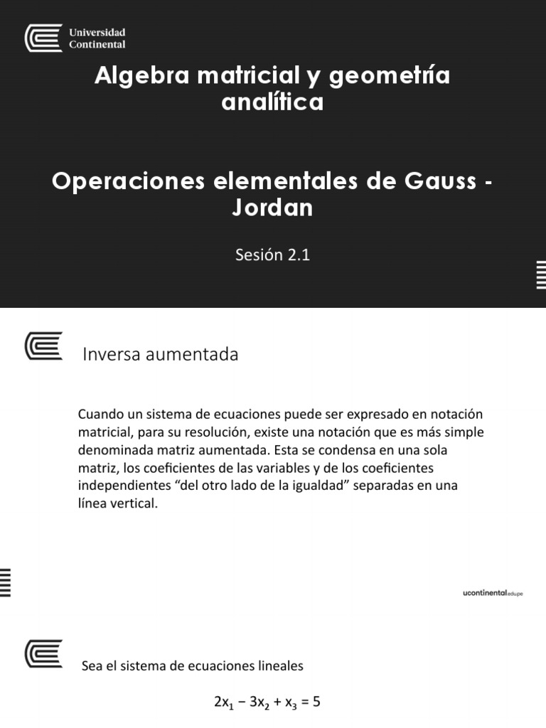 2.1 AM y GA - Operaciones de Gauss-Jordan | PDF | Matriz (Matemáticas ...