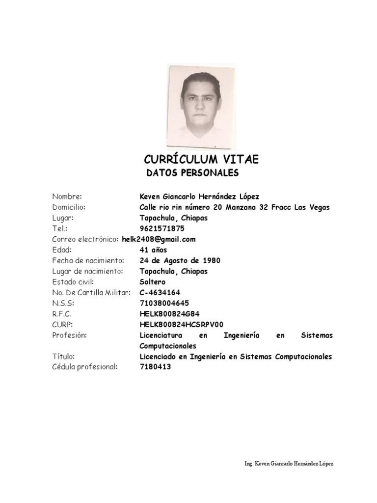 Currículum Vitae: Datos Personales | PDF