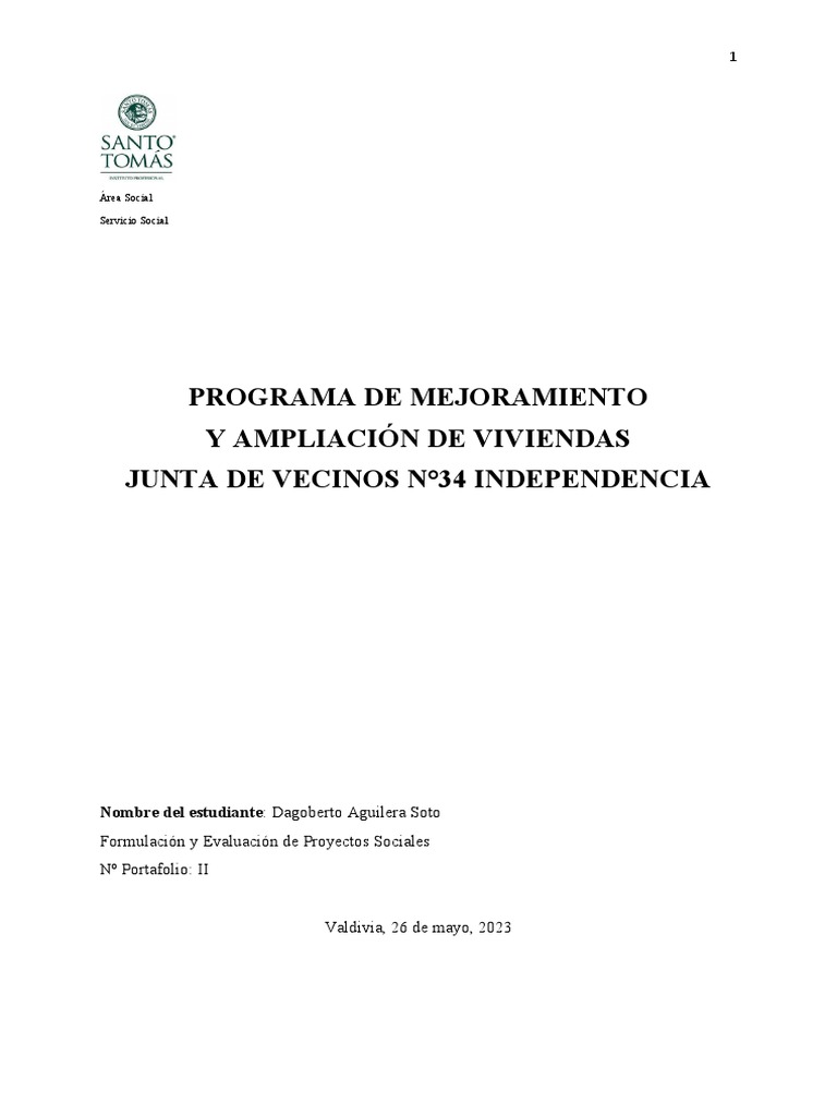 Mejoramiento de Viviendas Programa | PDF | Trabajo Social | Sicología