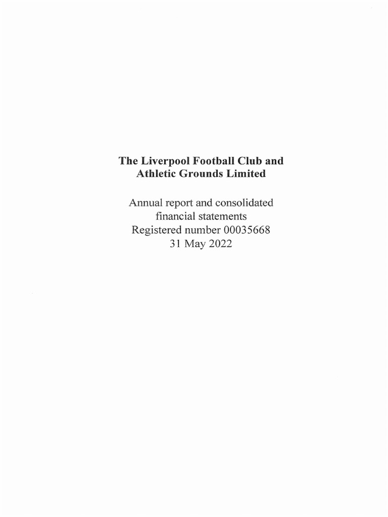 Liverpool Football Club Annual Report and Consolidated Financial ...