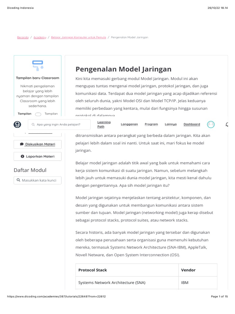 Pengenalan Model Jaringan - Dicoding Indonesia | PDF