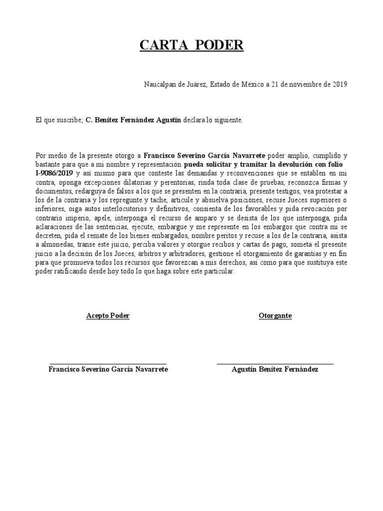 Carta Poder | PDF | Ciencias sociales | Derecho