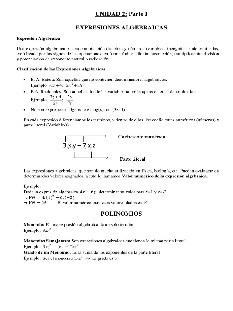2 Expresiones Algebraicas Completo 2022 | PDF | División (Matemáticas ...