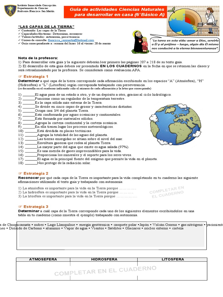 Ciencias Naturales 6°A Capas de La Tierra Francisca San Martín | PDF ...