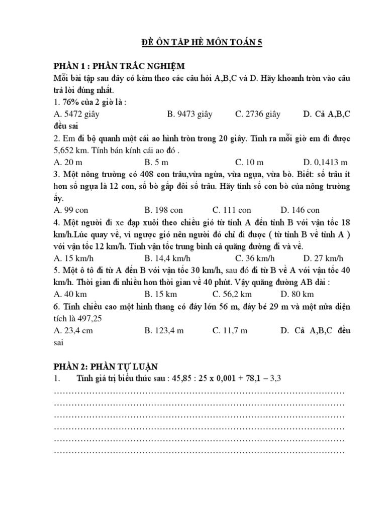 De-on-tap-he-toan-lop-5 | PDF