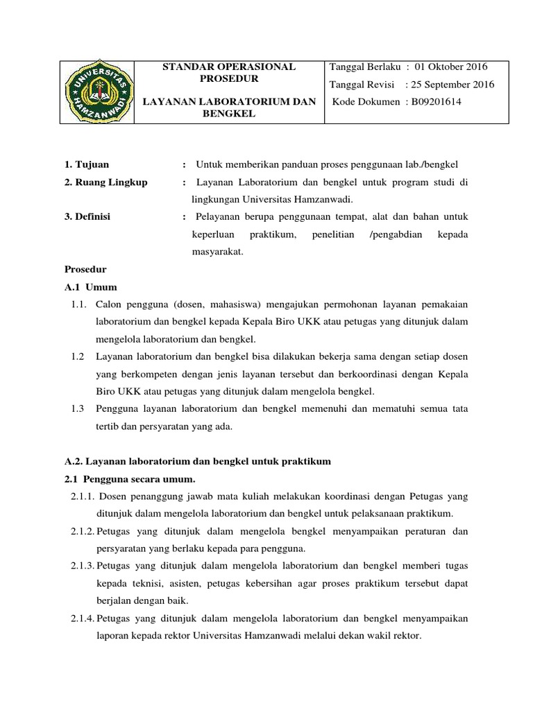 Sop Layanan Laboratorium Dan Bengkel | PDF | Sains & Matematika | Komputer