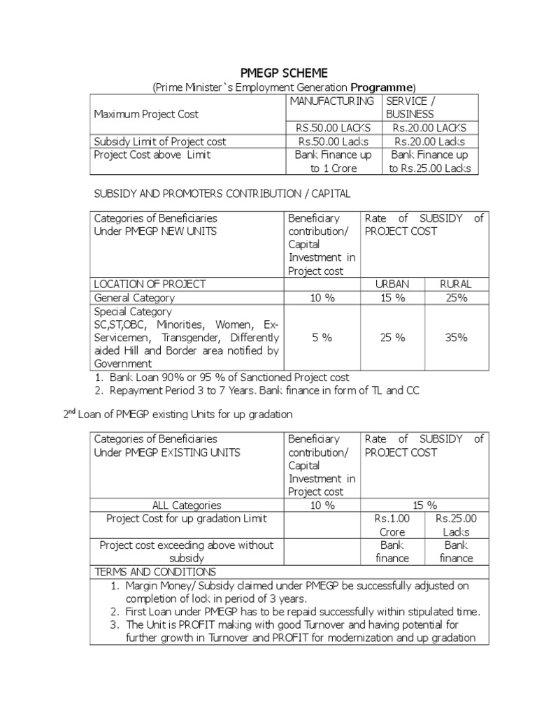 Pmegp Scheme | PDF | Banks | Subsidy