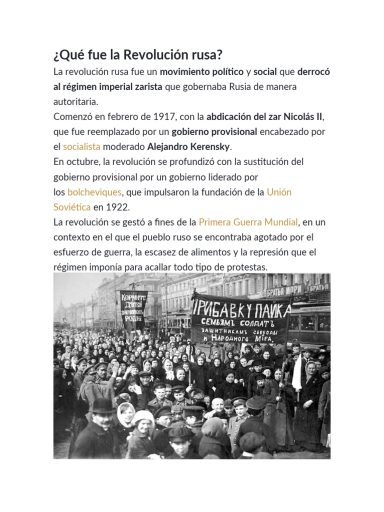 Orígenes y etapas de la Revolución rusa | PDF | revolución rusa ...