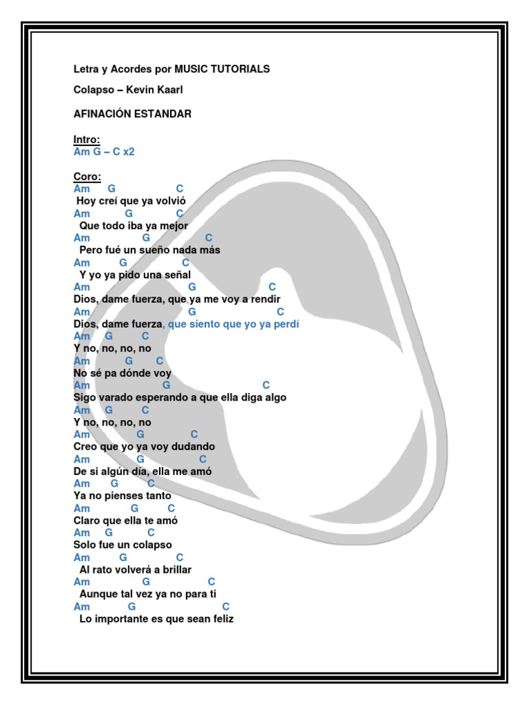 Colapso Kevin Kaarl Letra y Acordes by MUSICTUTORIALS | PDF