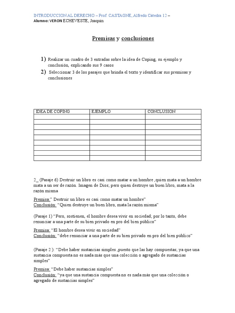 Premisas y Conclusiones | PDF