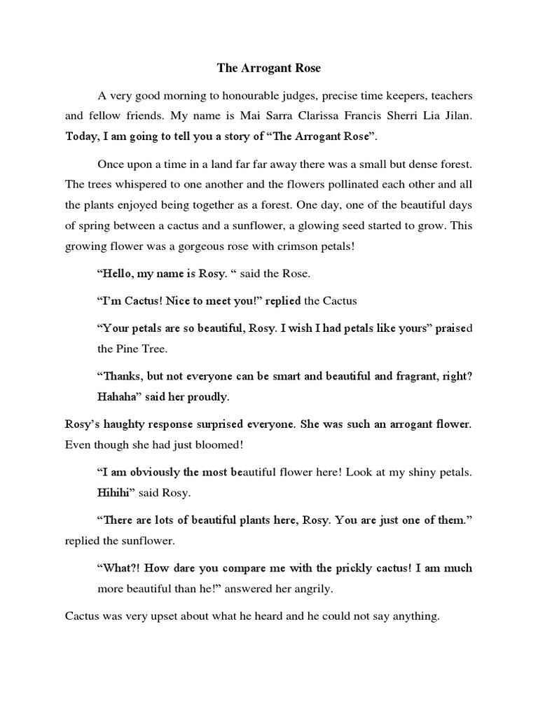 The Arrogant Rose Storytelling | PDF | Flowers | Petal