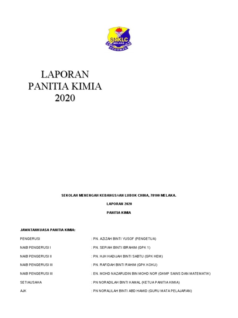 Laporan Aktiviti Kimia 2020 | PDF