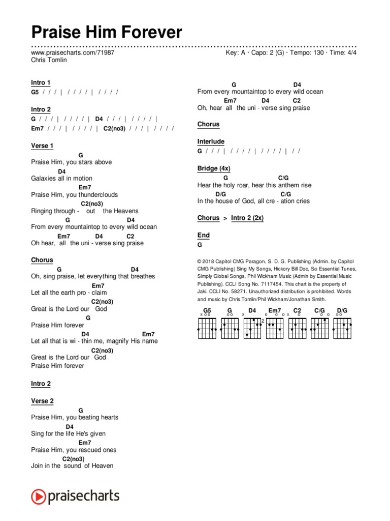 Praise Him Forever 71987 Chord Chart A 2 Column 1 | PDF | Songs ...