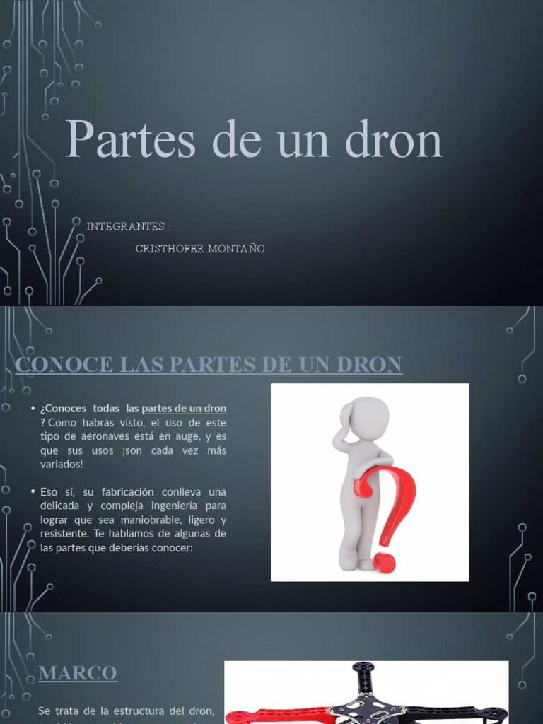 Partes y funciones de un dron | PDF | Vehículo aéreo no tripulado | Sensor