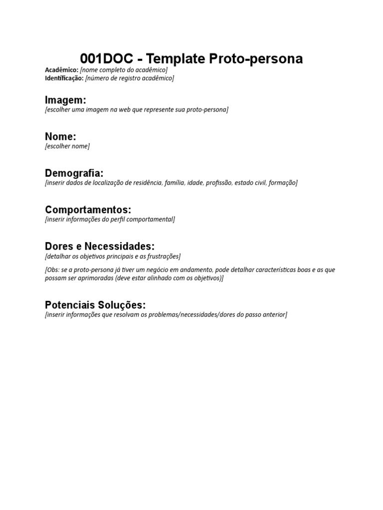 001DOC - Template Proto-Persona | PDF