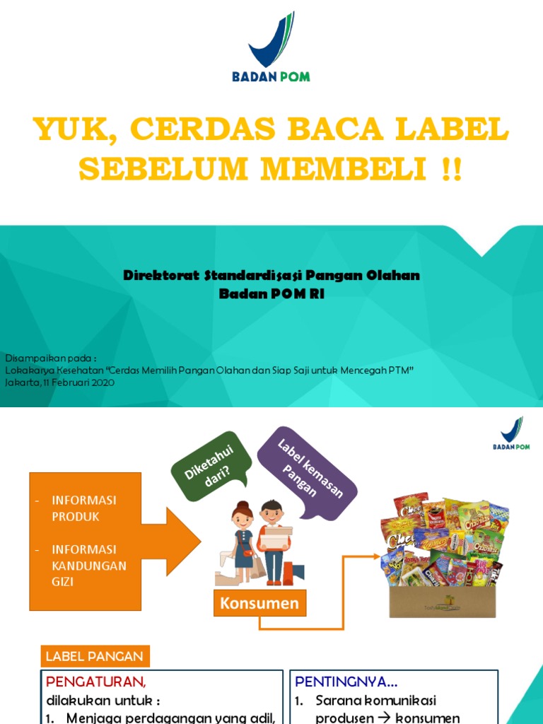 Cara Baca Label Pangan Olahan - BPOM 11 Feb 2020 | PDF