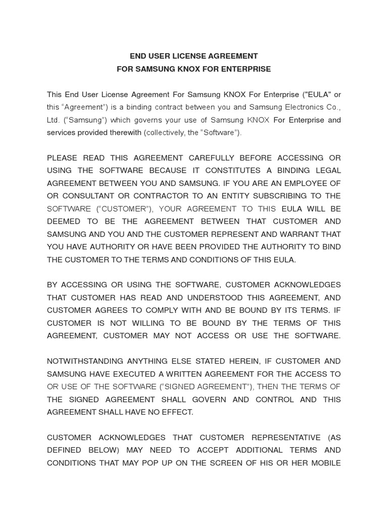 Samsung Knox EULA | PDF