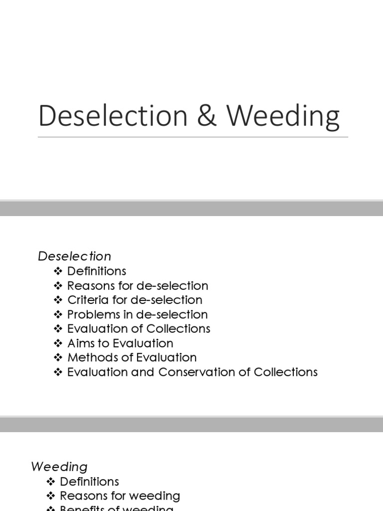Deselection & Weeding (REPORT) | PDF | Libraries | Evaluation
