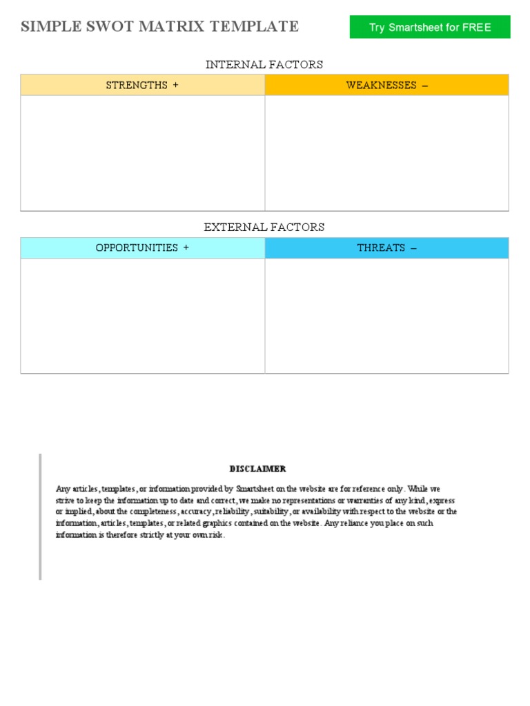 IC Simple SWOT Matrix Template 11542 WORD | PDF