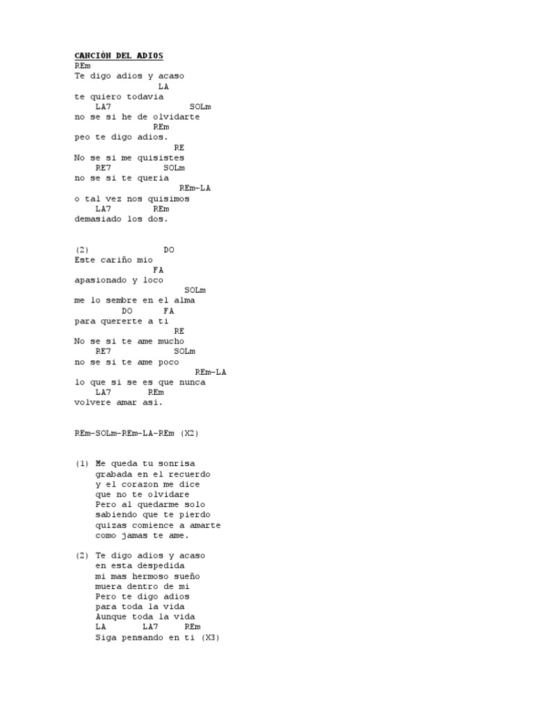 Canción Del Adios | PDF Canción Del Adios | PDF