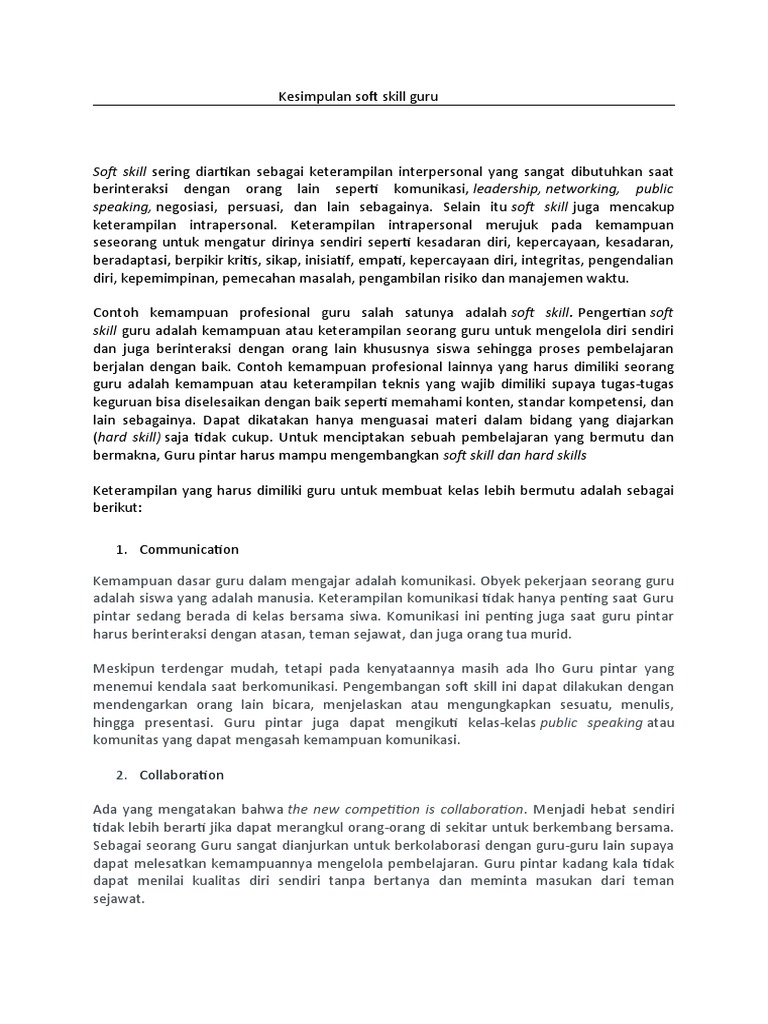 Tugas Kesimpulan Soft Skill Guru | PDF