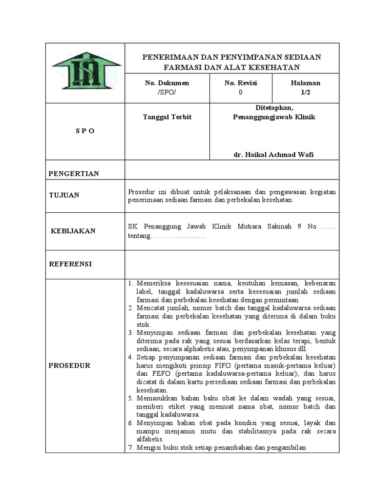 Sop Penerimaan Dan Penyimpanan | PDF | Sains & Matematika ...